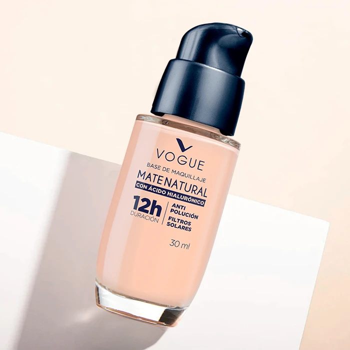 Base Líquida Vogue Mate Natural con Ácido Hialurónico - Natural, MiBelleza.