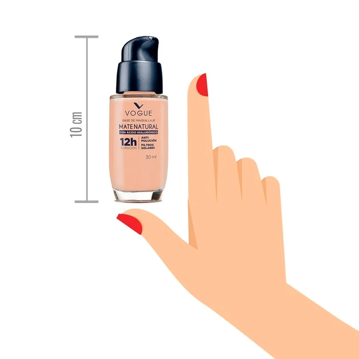 Base Líquida Vogue Mate Natural con Ácido Hialurónico - Trigo, MiBelleza.